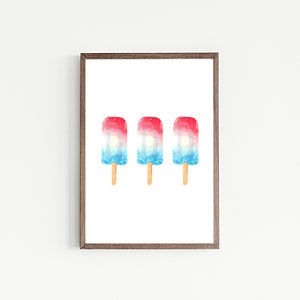 Watercolor Popsicles | Fourth of July Decor | 4th of July Art | Fourth ...