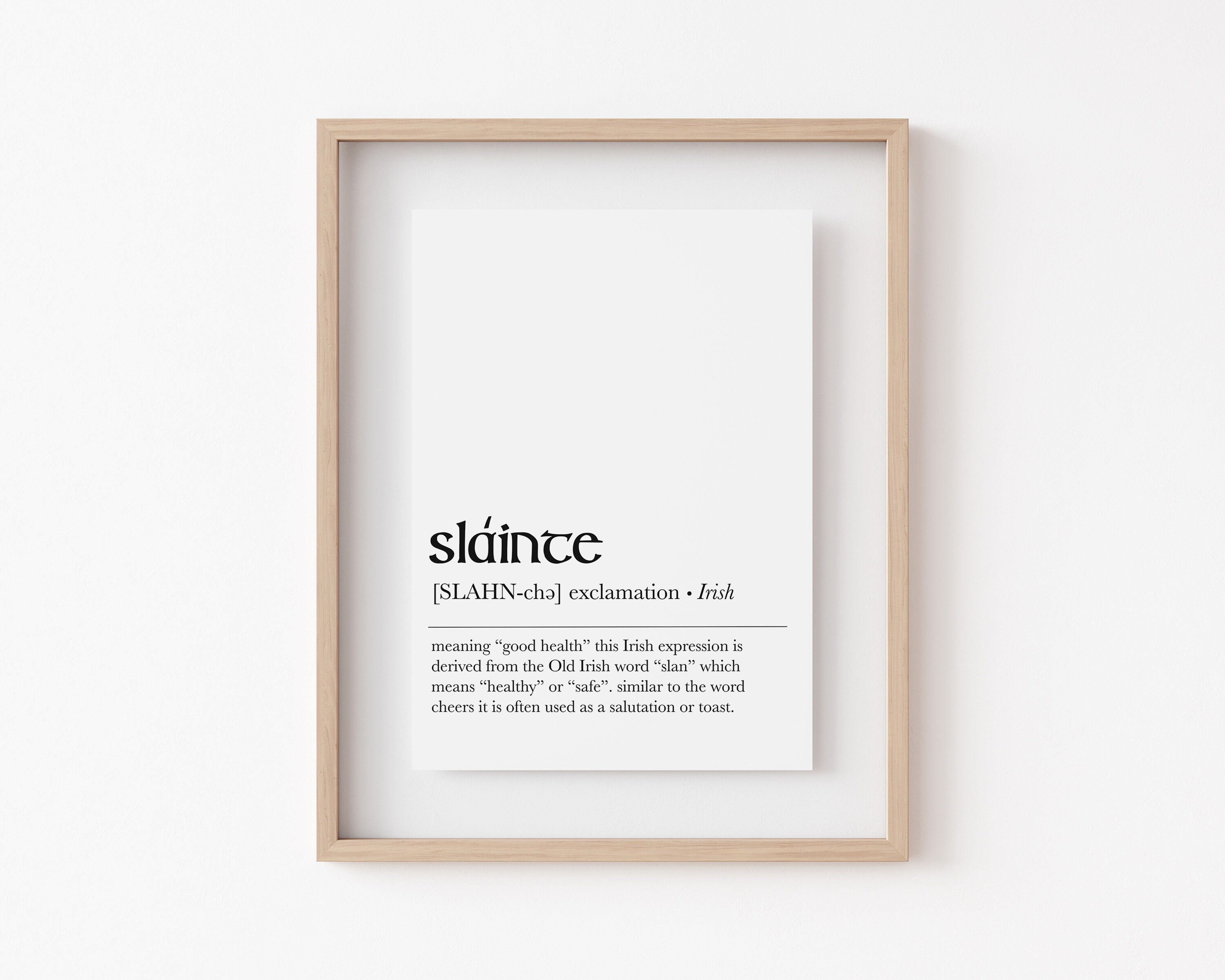 Slainte Definition Print Irish Blessing Print Slainte | Etsy