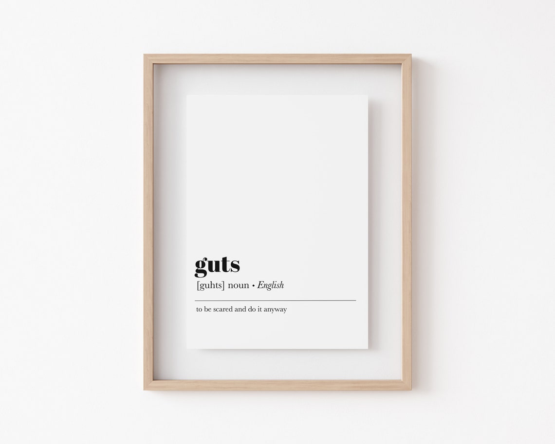 Guts Definition Print Motivational Wall Art Inspirational - Etsy
