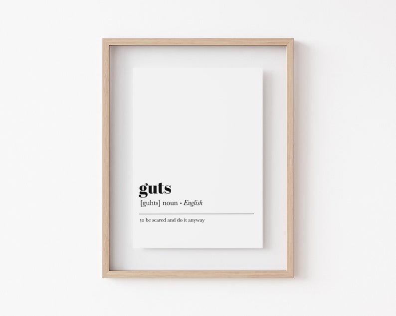 Guts Definition Print Motivational Wall Art Inspirational - Etsy