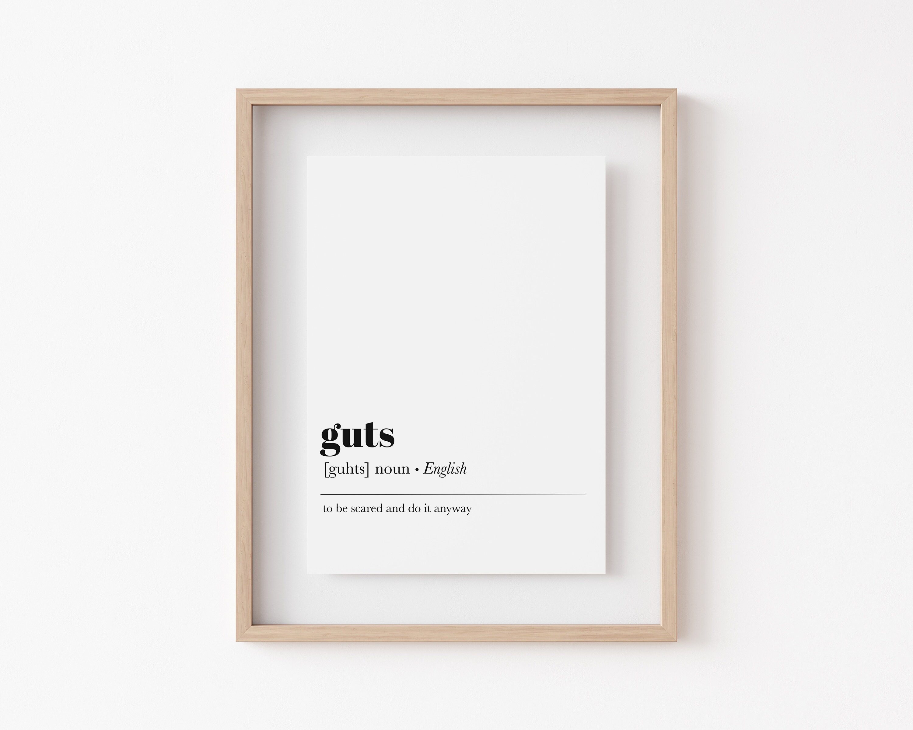 Guts Definition Print Motivational Wall Art Inspirational - Etsy