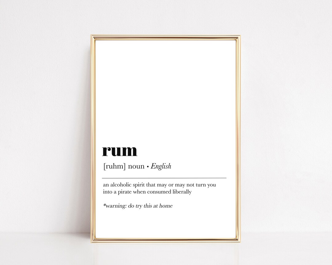 Rum Definition Print | Bar Cart Decor | Bar Accessories | Bar Cart ...