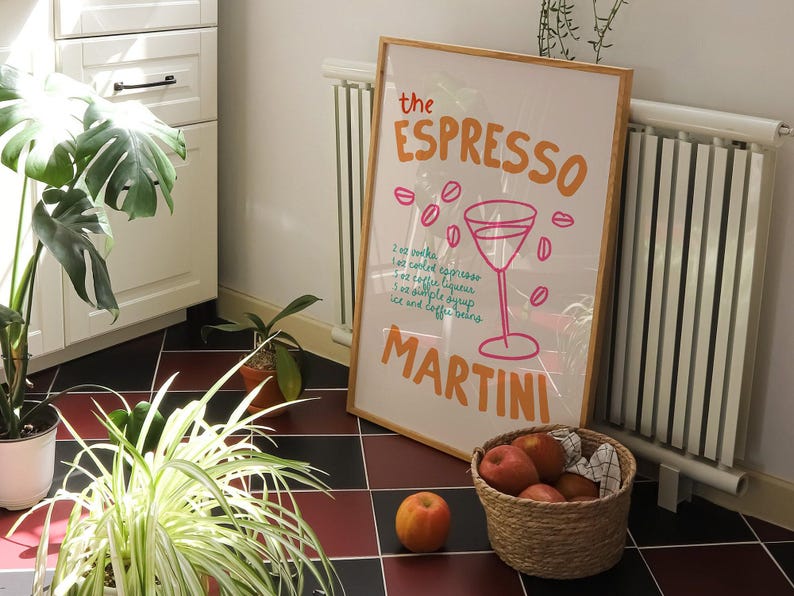 Espresso Martini Art | Bar Cart Decor | Aesthetic Bar Cart Print ...