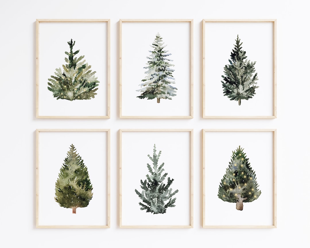 Christmas Tree Prints 6 CHRISTMAS PRINTS Farmhouse Christmas Wall Art ...