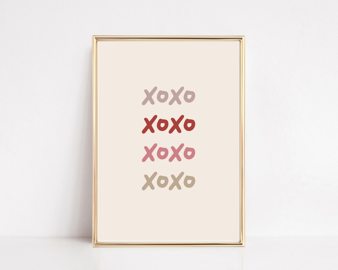Xoxo Print Pink and Red Wall Art Romantic Wall Art - Etsy