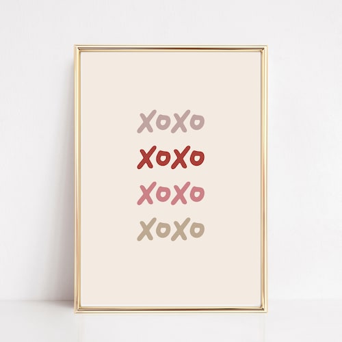 Xoxo Print Pink and Red Wall Art Romantic Wall Art - Etsy