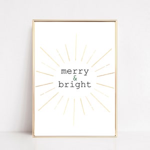 Merry and Bright Art Print | Modern Christmas | Christmas Wall Art ...