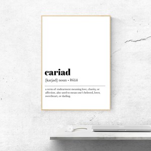 Cariad Definition Print Welsh Print Wales Print Welsh | Etsy