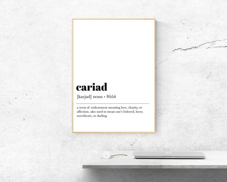 Cariad Definition Print Welsh Print Wales Print Welsh | Etsy