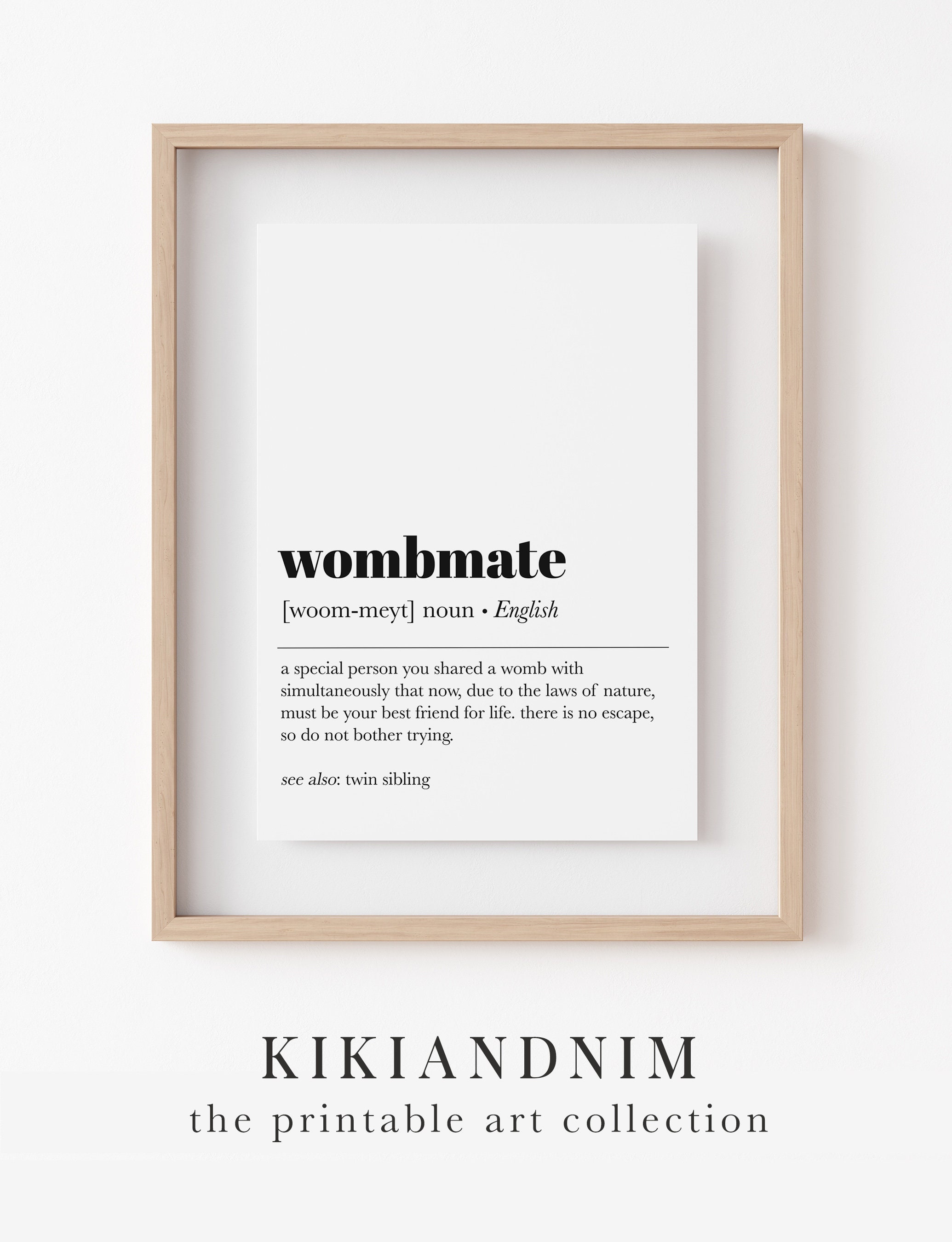 Wombmate Definition Print | Twin Quotes | Twins Nursery Decor | Gift ...