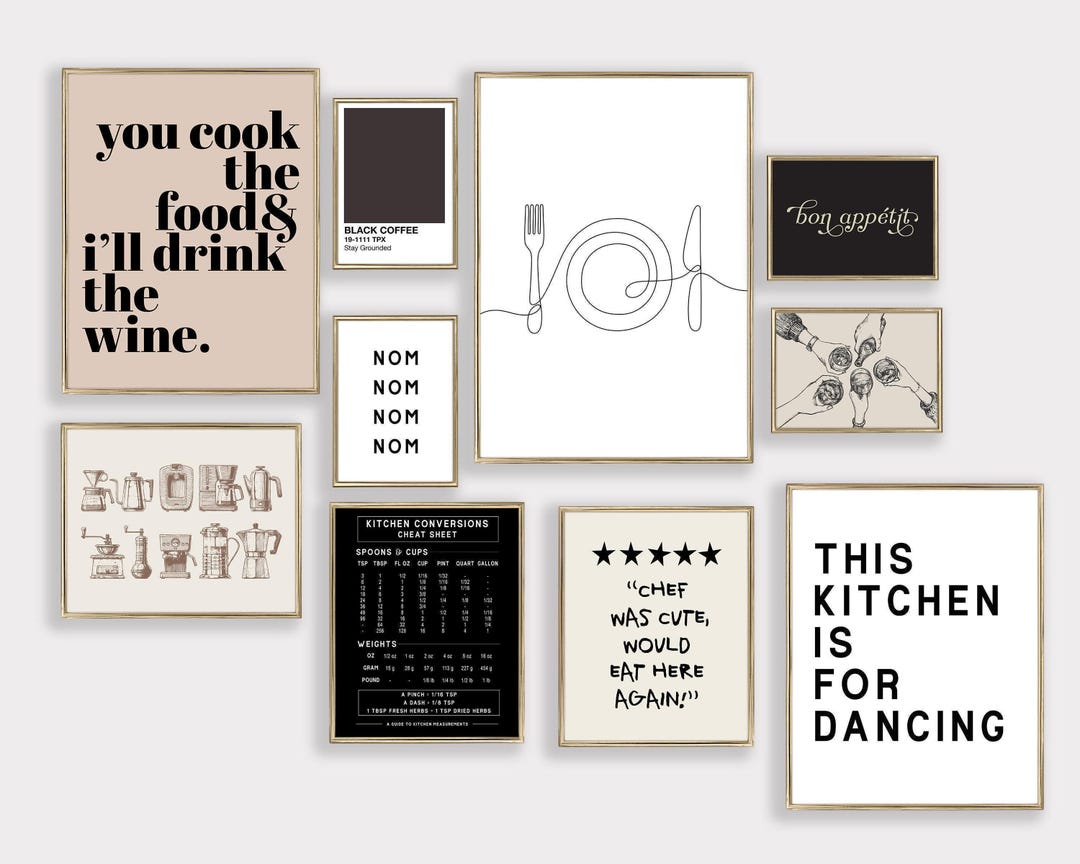 Kitchen Print Set of 10 PRINTABLES | Kitchen Wall Art | Kitchen Gallery ...