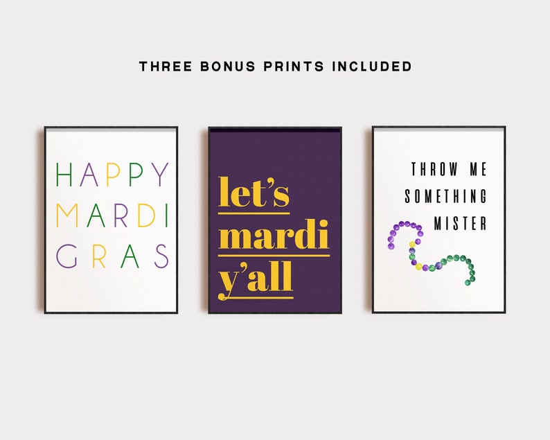 Mardi Gras Decor Set of 16 PRINTABLES Mardi Gras | Etsy