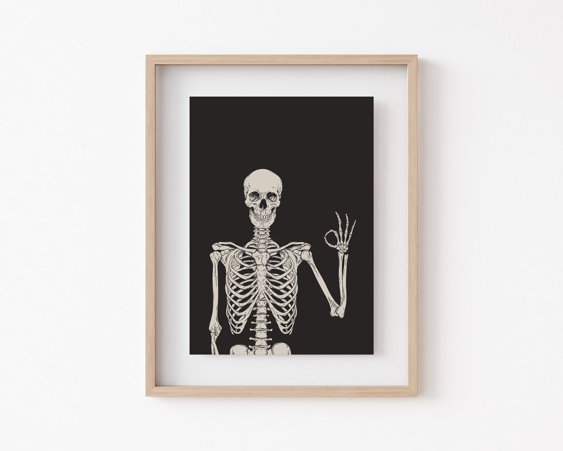 Skeleton Art Print Halloween Decor Halloween Printable | Etsy