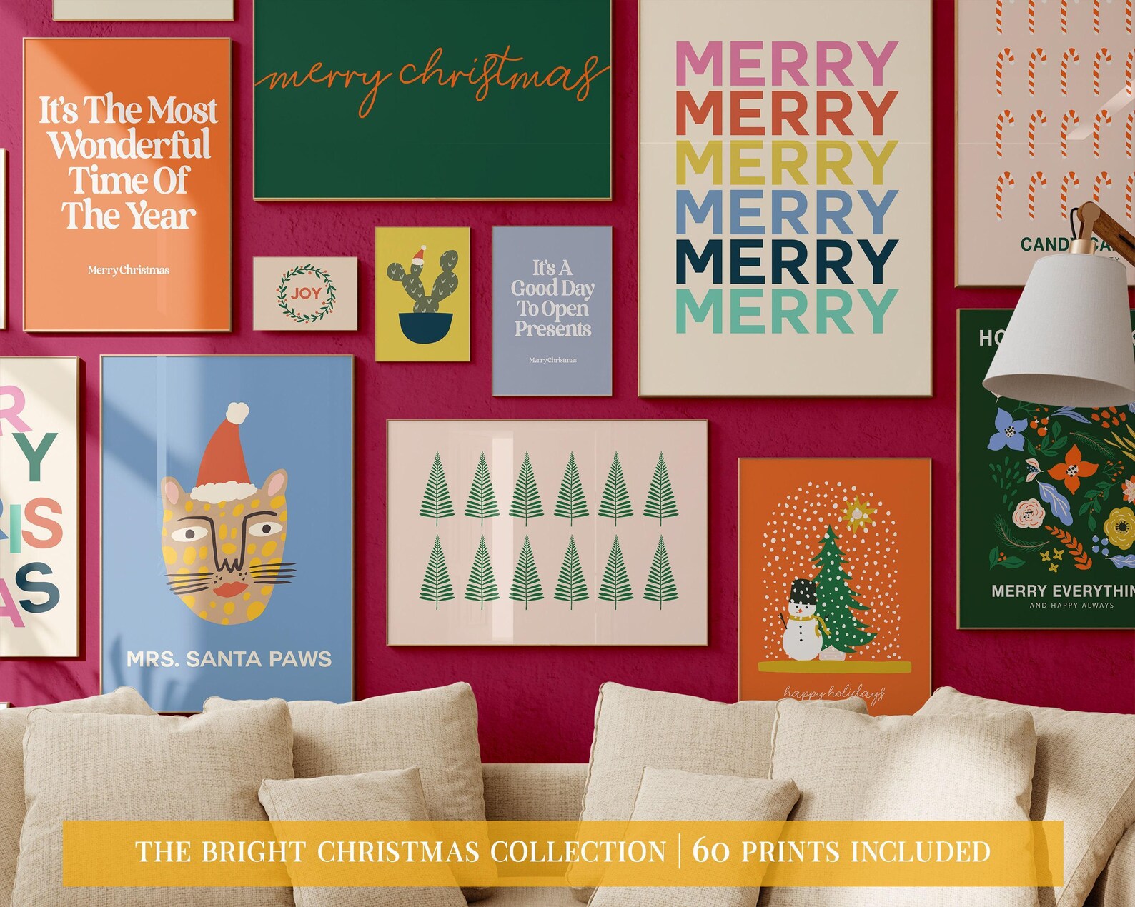 Christmas Wall Art Mega Bundle | 60 CHRISTMAS PRINTS | Colorful ...