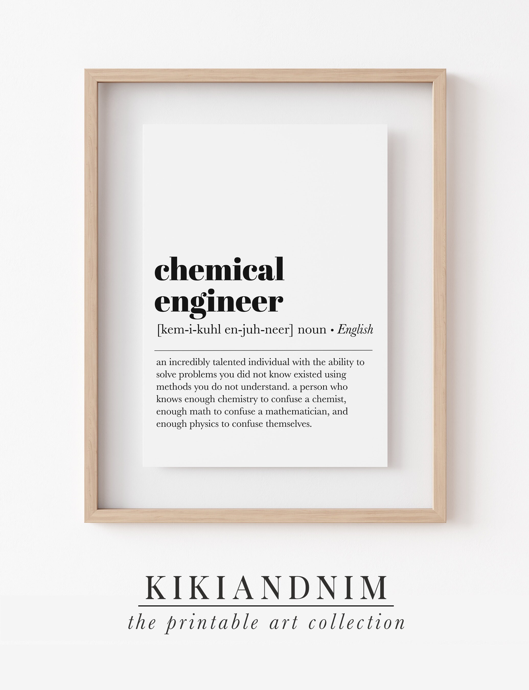 Chemical Engineer Definition Print | Chemical Engineer Gifts | Gift for ...