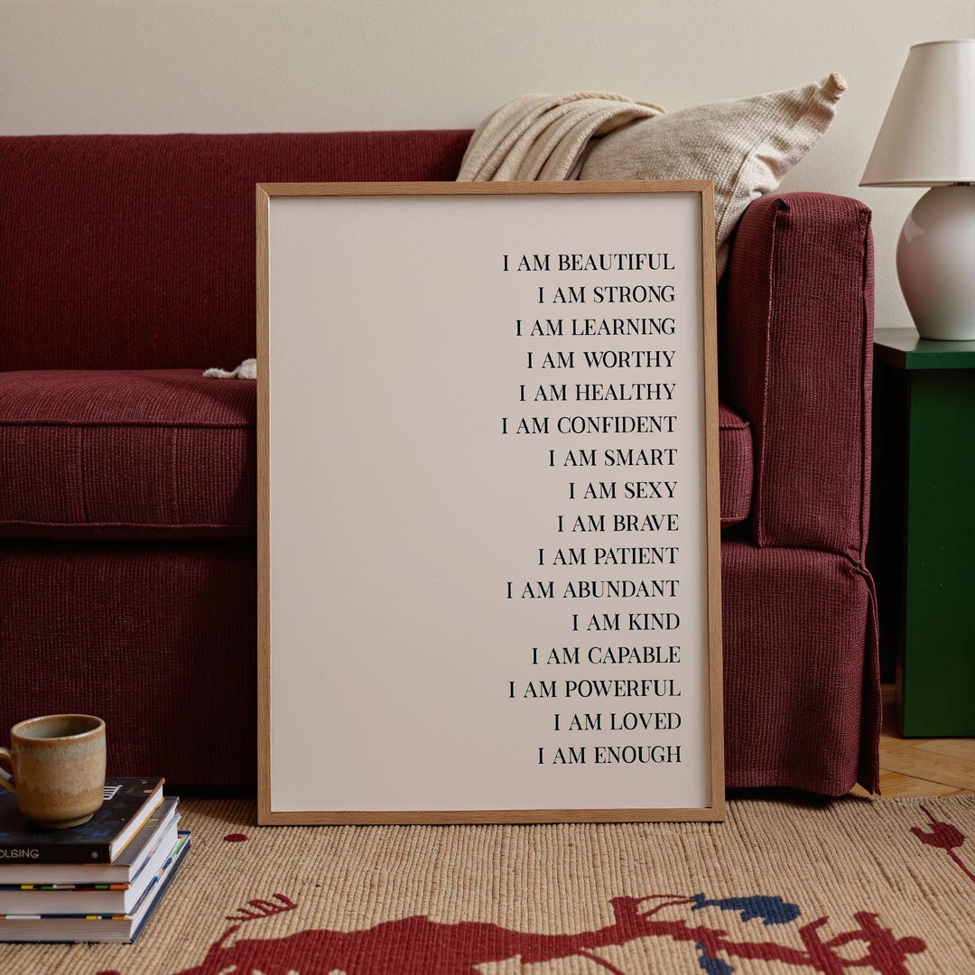 Affirmations Wall Art Print | Self Love Art | Daily Reminder Poster ...