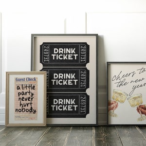 Drink Ticket Print | Retro Bar Cart Print | Drink Ticket Poster ...