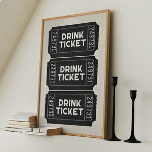 Drink Ticket Print | Retro Bar Cart Print | Drink Ticket Poster ...
