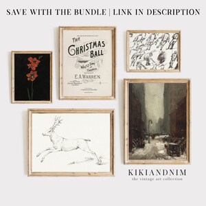 Minimalist Christmas Wall Art | Vintage Christmas Print | Antique ...