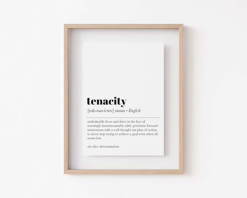 Tenacity Definition Office Wall Art Home Office Decor | Etsy