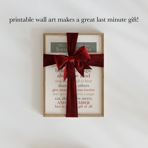 Christmas Wall Art | Christmas House Rules Print | Christmas Decor ...