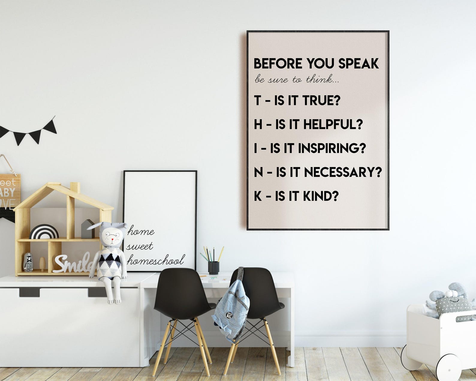 Think Before You Speak Poster | Boho Classroom Decor | Homeschool Wall ...