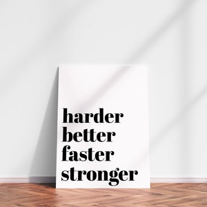 Home Gym Wall Art Harder Better Faster Stronger Print Gym Poster Gym ...