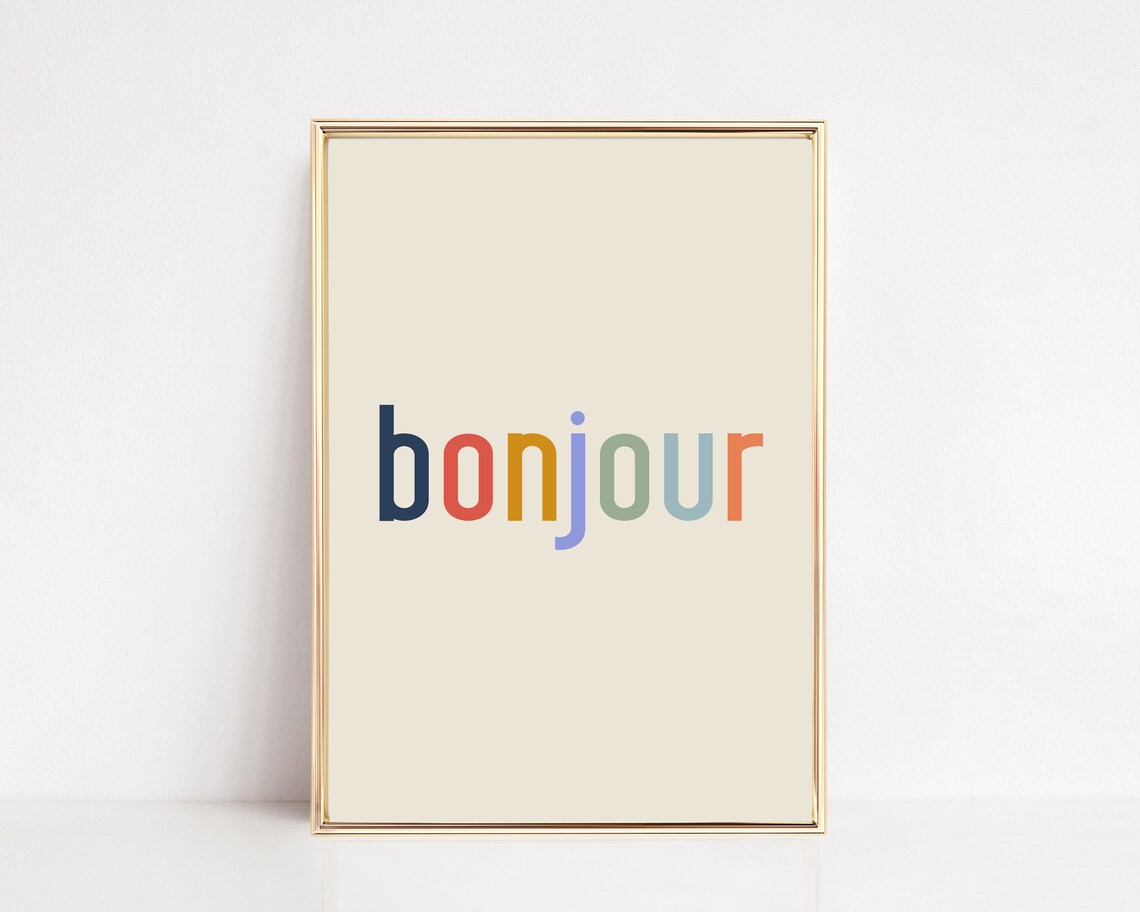 Bonjour Art Print French Wall Art French Home Decor - Etsy
