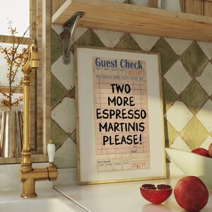 Espresso Martini Print | Guest Check Print | Preppy Bar Cart Print ...