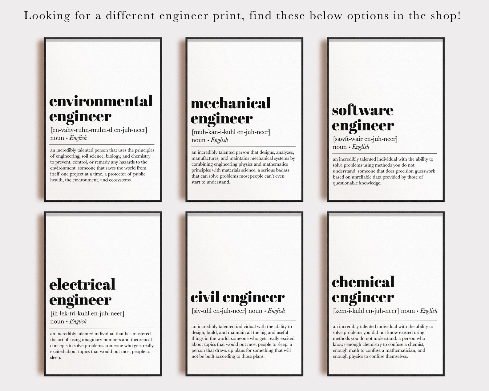 Mechanical Engineer Definition Print | Mechanical Engineer Gifts | Gift ...