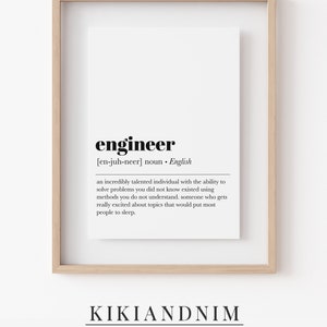 Engineer Definition Print | Engineer Gift | Engineering School Grad ...