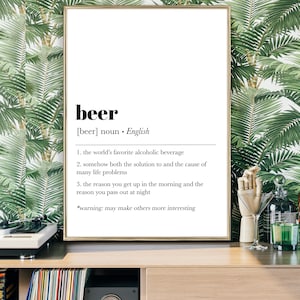 Beer Definition Print | Bar Cart Decor | Beer Wall Art | Kitchen Decor ...