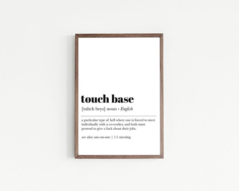 Funny Office Wall Art | Touch Base Definition Print | Cubicle Decor ...