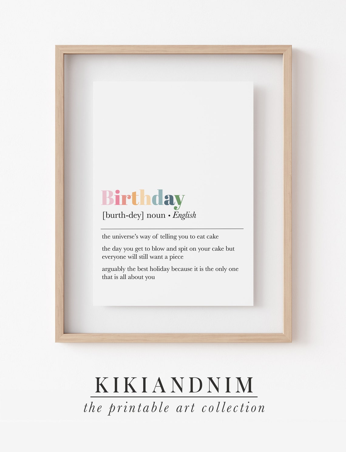 Birthday Definition Print | Birthday Wall Art | Birthday Print ...