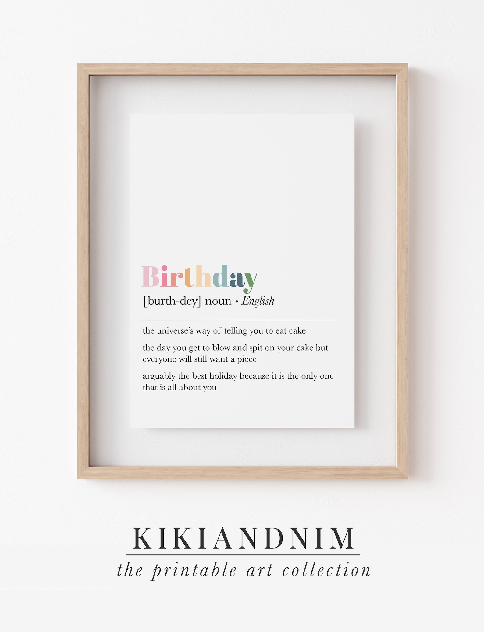 Birthday Definition Print | Birthday Wall Art | Birthday Print ...