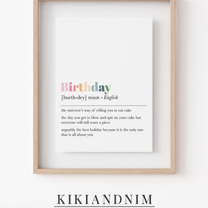 Birthday Definition Print | Birthday Wall Art | Birthday Print ...