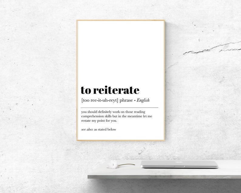 Funny Office Email Print | to Reiterate | Zoom Background | Office Wall ...