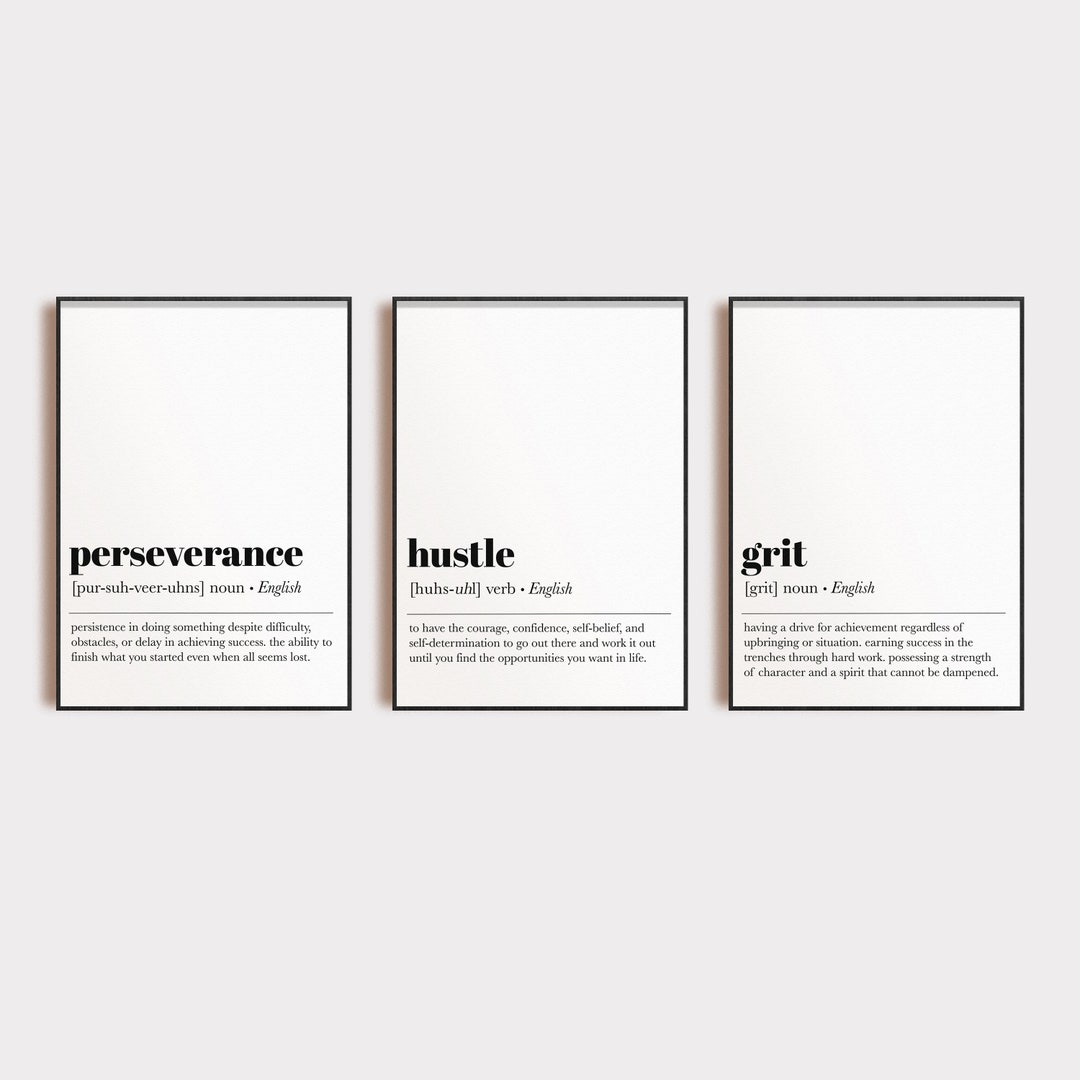 Motivational Prints | Set of 3 Prints | Hustle | Grit | Perseverance ...