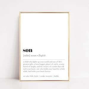 Son Definition Print | Gifts for Kids | Boys Room Decor | Gifts for ...