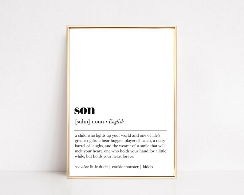 Son Definition Print Gifts for Kids Boys Room Decor - Etsy