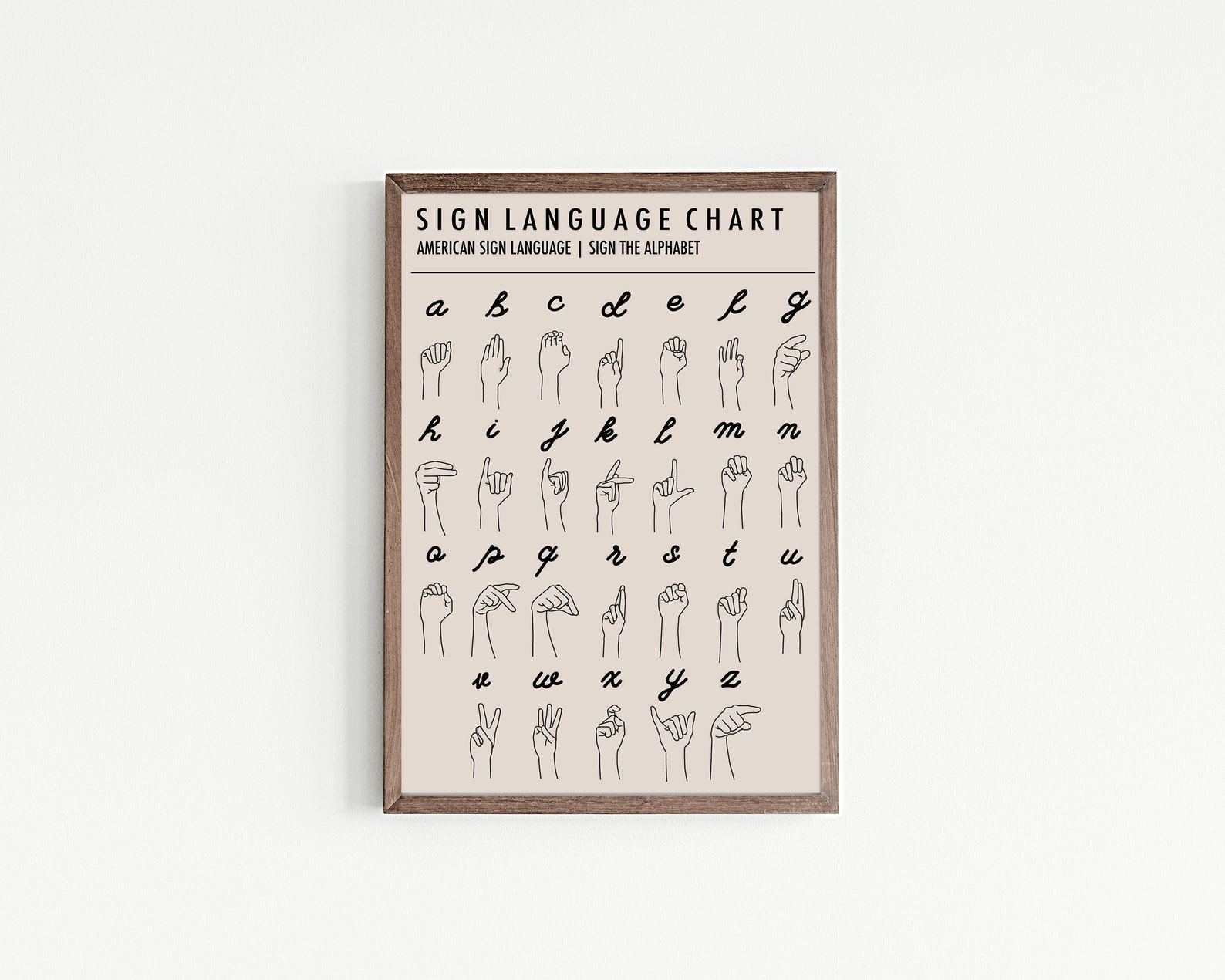 ASL Poster American Sign Language Alphabet Chart Boho - Etsy