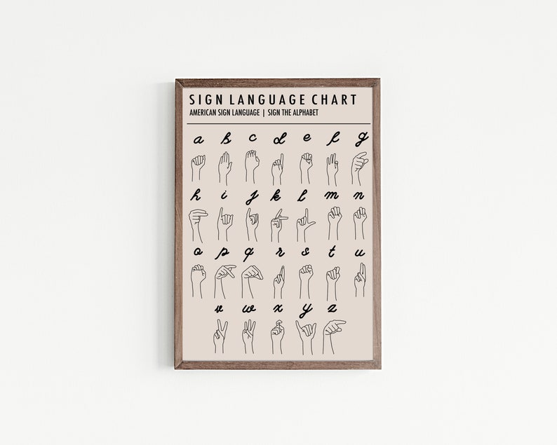 ASL Poster American Sign Language Alphabet Chart Boho - Etsy