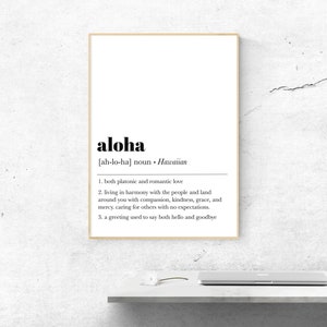 Aloha Definition Print | Hawaiian Wall Art | Aloha Vibes Print | Love ...