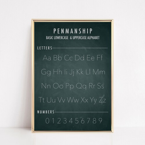 Penmanship Chart Educational Poster Homeschool Decor - Etsy