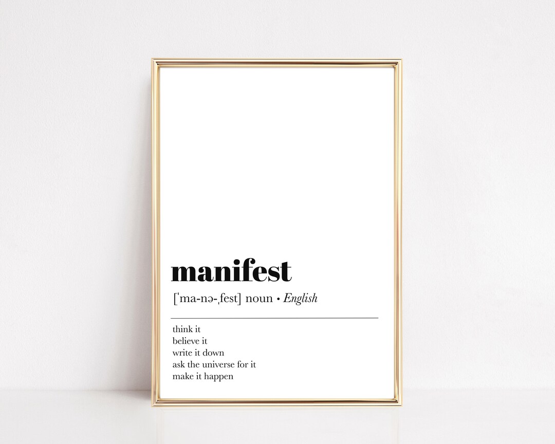Manifest Definition Print | Inspirational Wall Art | Happiness Prints ...