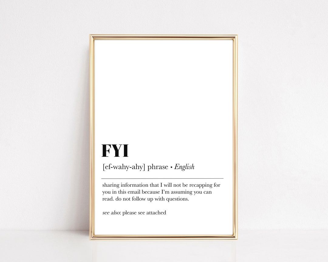 Home Office Wall Decor | FYI Definition Print | Office Wall Art ...