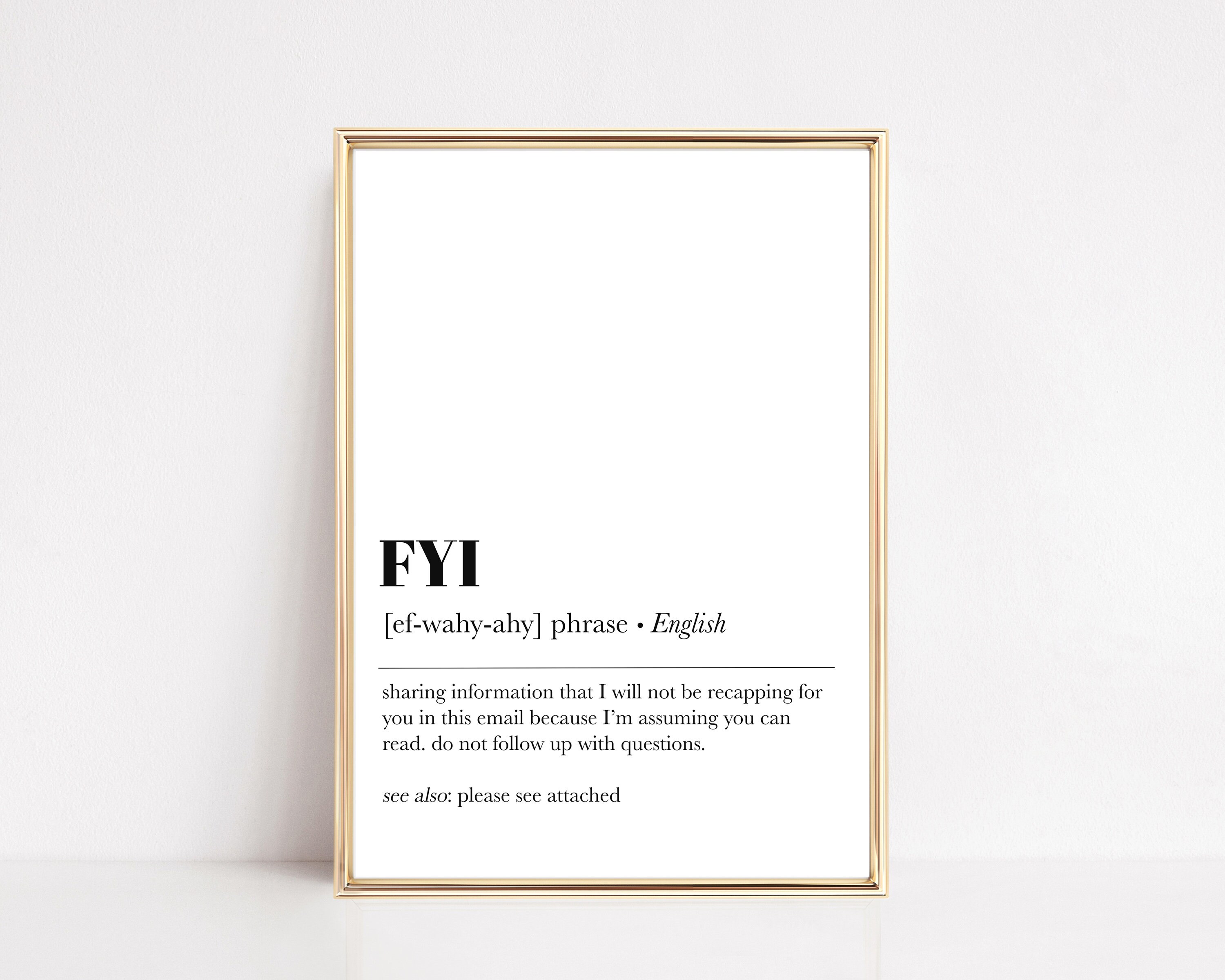 Home Office Wall Decor | FYI Definition Print | Office Wall Art ...