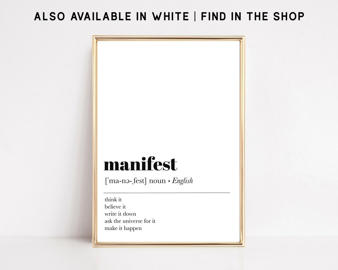Manifest definition print motivational poster law of | Etsy