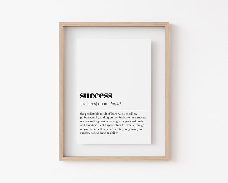Success Definition | Office Wall Art | Home Office Decor | Motivational ...