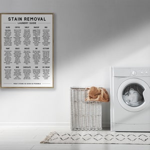 Stain Removal Guide | Laundry Room Poster | Laundry Room Decor | Stain ...